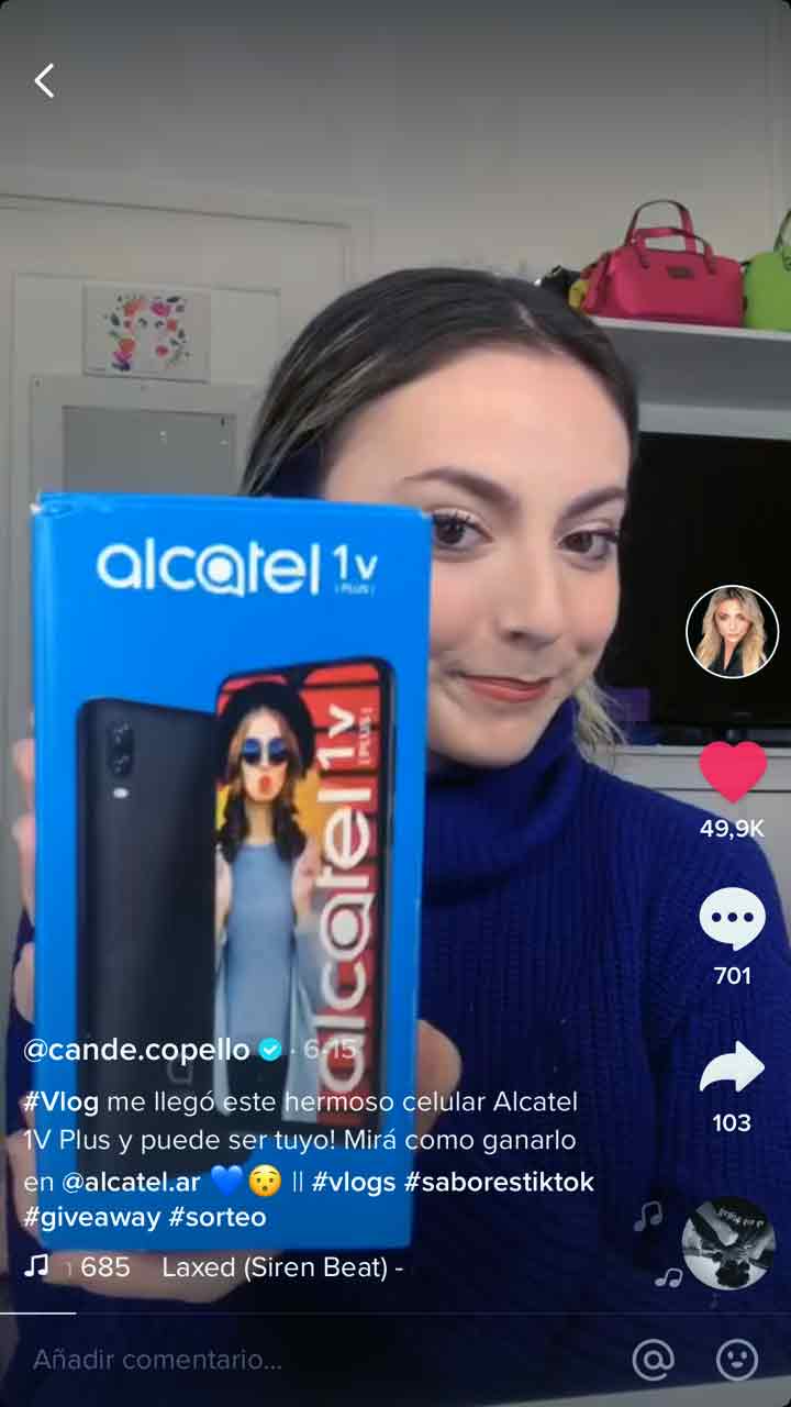 Alcatel llega a TikTok de la mano de Cande Copello - Bahía César